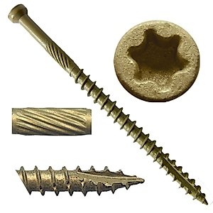 #7 x 2-1/2" Bronze Star Exterior Coated "Tiny" FINISH HEAD Wood Screw Torx/Star Head(1 POUND-Apx. 141 Screws) Finish Head Exterior Coated Torx/Star Drive Wood Screws-Tiny Head Wood Screws