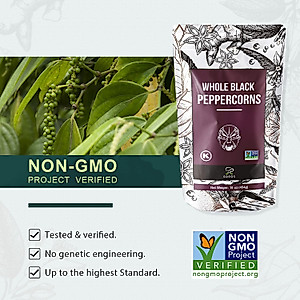 Soeos Black Peppercorns, 16oz (Pack of 1), Non-GMO, Kosher, Packed to Keep Peppers Fresh, Peppercorn for Grinder Refill, Whole Peppercorns