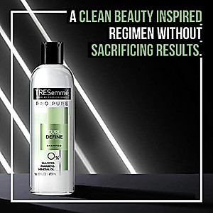 TRESemmé Pro Pure Shampoo Sulfate-Free for Curly Hair Curl Define Hair Shampoo with 0% Sulfates, Parabens, Mineral Oils and Dyes. 16 oz