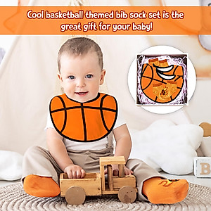 2ooya 6Pcs Basketball Cotton Waterproof Baby Bib Unisex Baby Sport Bibs with Stocking Hook Loop Closure Newborn Babies Infant Food Bib Keepsake Baby Shower Party for Drooling Feeding Eating Teething