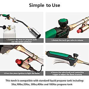 Propane Torch Burner Weed Torch High Output 1,800,000 BTU with 10FT Hose,Heavy Duty Blow Torch with Flame Control and Turbo Trigger Push Button Igniter,Flamethrower for Garden Wood Ice Snow Road(Green