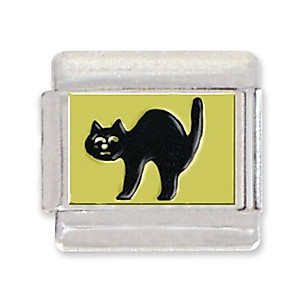 Clearly Charming Black Cat Italian Charm Bracelet Link