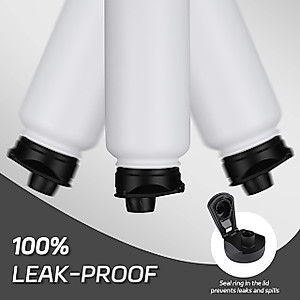 HASLE OUTFITTERS 40oz Stainless Steel Water Bottle, Vacuum Insulated Double Walled Leak Proof Sports Water Bottle with 2 Lids (Straw and Spout Lid) Thermo Mug Keep Cold and Hot(White,4)