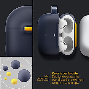 Caseology Nano Pop for Airpods Pro 2 Case [Keychain Carabiner Included] Designed for Airpods Pro 2nd Generation (2022)(2023) - Blueberry Navy