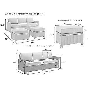 Crosley Furniture Bradenton 3-Piece Outdoor Sofa Patio Furniture Set, Wicker Conversation Sets for Porch, Brown with Sand Cushions