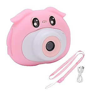 Mini Kids Camera, Specially Made Kids Camera Music Playback USB Interface 27 Head Stickers Built in 400mAh Battery for Picnic for Girls(Pink)