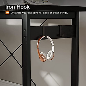 Coleshome L Shaped Computer Desk 66" with Storage Shelves, Corner Gaming Desk, Sturdy Writing Desk Workstation, Modern Wooden Desk Office Desk, Wood & Metal, Black