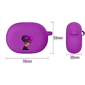 Black Girl Beats Studio Buds Case Soft Silicone - African American Case Cover Protective for Beats Studio Buds Charging Case 2021 Women (Purple Hair Black Girl)