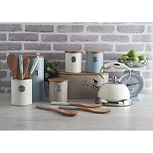 Typhoon Living Airtight Tea Storage Canister with Bamboo Lid, 1 Litre, Blue