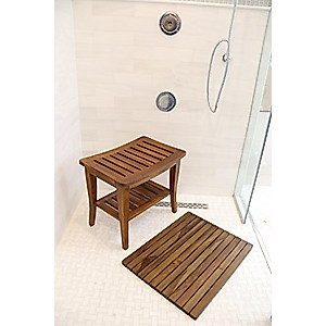 Ala Teak Indoor Outdoor Patio Garden Yard Bath Shower Spa Waterproof Stool Bench Fully Assembled
