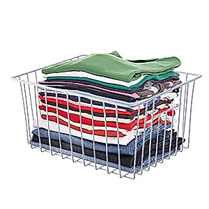 SANNO Refrigerator Freezer Baskets Wire Baskets Storage, Metal Wire Baskets Organizing Bins Storage Baskets with Handles for Kitchen Bedroom Cabinets Pantry Bathroom Laundry Room Closet Garage