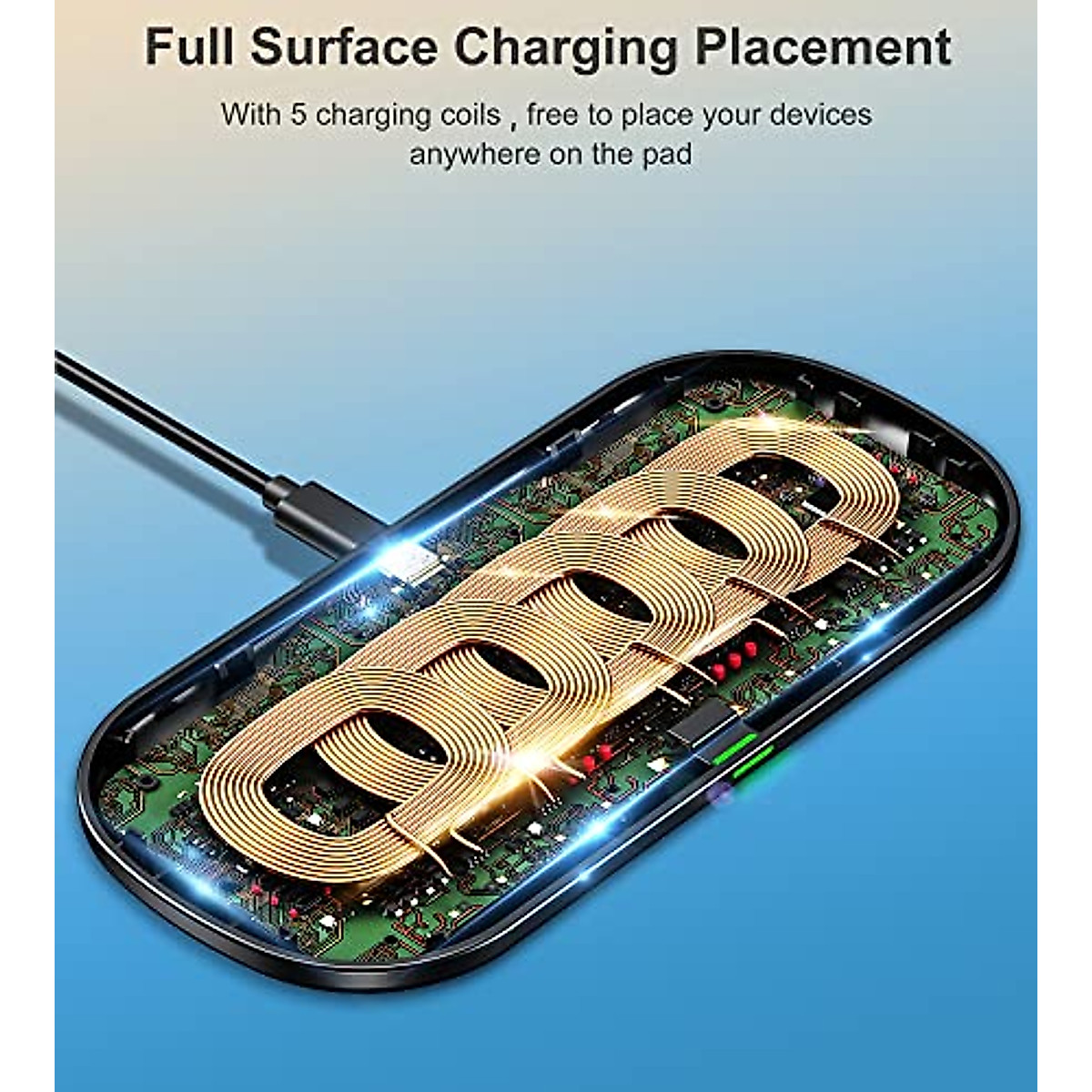 Dual Wireless Charger, GuMosh Wireless Charging Pad for Multiple Devices, Fast Wireless Charging Mat for iPhone 14 13 12 11 Pro Max/14 Plus/Mini, Galaxy S22/S21/S20, Airpods 3/2/Pro,Qi-Enabled Phones