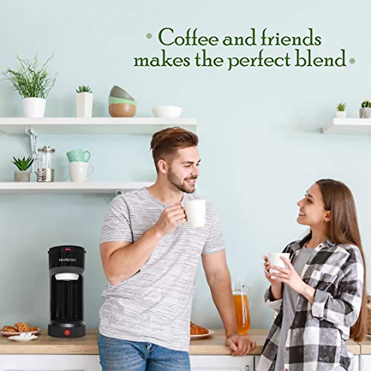 Mixpresso 2 in 1 Coffee Brewer, Single Serve Coffee Maker K Cup Compatible & Ground Coffee, Personal Coffee Maker,Compact Size Mini Coffee Maker, Quick Brew Technology (14 oz) (black)
