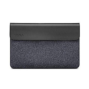 Lenovo Yoga Laptop Sleeve for 14-Inch Computer, Leather and Wool Felt, Magnetic Closure, Accessory Pocket, GX40X02932, Black