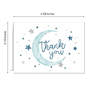 Starry Delight Thank You Cards / 24 Baby Shower Thank You Cards / 6 Night Sky Appreciation Greeting Card Designs / 3 1/2" x 4 7/8" New Baby Gratitude Note Cards/Made In The USA