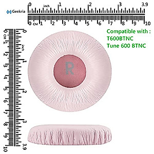 Geekria NOVA Leatherette Replacement Ear Pads for JBL T600BTNC, Tune 600BTNC Headphones Ear Cushions, Headset Earpads, Ear Cups Cover Repair Parts (Pink)