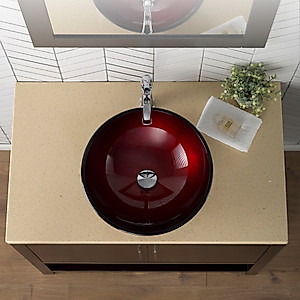 KRAUS Round Red Glass Vessel Bathroom Sink, 16 1/2 inch GV-200