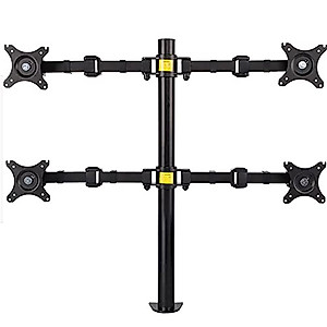 CRUHRE Monitor Stand for Quad LCD Monitor Stand, 4 Monitor Bracket Fits Heavy Duty Monitor Up to 30inch, Full Adjustable Desk Mount Holds Up to 22 Lbs per Arm, Black Monitor Bracket