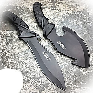 New 2 PC SURVIVAL Black Hunting Fixed Blade Tactical Combat BATTLE Knife w/ Sheath Camping Outdoor Pro Tactical Elite Knife BLDA-1043