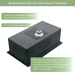 Davivy Undermount Kitchen Sink, 22inch Workstation Sink Single Bowl 16Gauge 10inch Deep Prep Kitchen Sinks (Undermount(22"Lx18"Wx10"D), Stainless Steel)