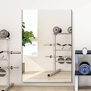 brisafe Full Length Mirror with Stand, 63"x43" Super Lightweight Glassless Home Full Floor Mirror, Oversized 0.04mm Nano-Film Gym Mirror, Black