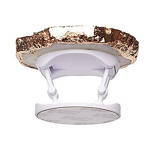 White Agate Stone Crystal Phone Grip Premium Phone Stand Druzy Quartz Healing Crystal Natural Gemstone with Gold Trim and Crystal Design Phone Grip Stand Mount Holder for Smart Phones and Tablet