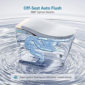 One Piece Elongated Smart Toilet Bidet with Auto Open & Close, Auto Flush, Foot Sensor Flush, LED Temperature Display, Heated Seat and Integrated Multi Function Remote Control