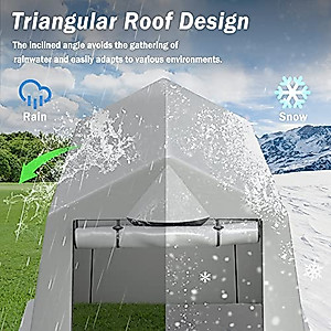 HOGYME 6x7 ft Storage Shelter Protable Garage Waterproof Carport Tent with 2 Roll-up Zipper Doors & Vents Outdoor Storage Shed for Bike, ATV, Motorcycle Shelter, Silver