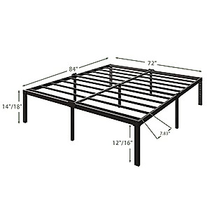California King Bed Frames 18 in Heavy Duty Tall Metal Cal King Platform Mattress-Foundation Support up to 3000Lbs No Box Spring Needed Easy Assembly Under Bed Storage Noise Free.XTFei