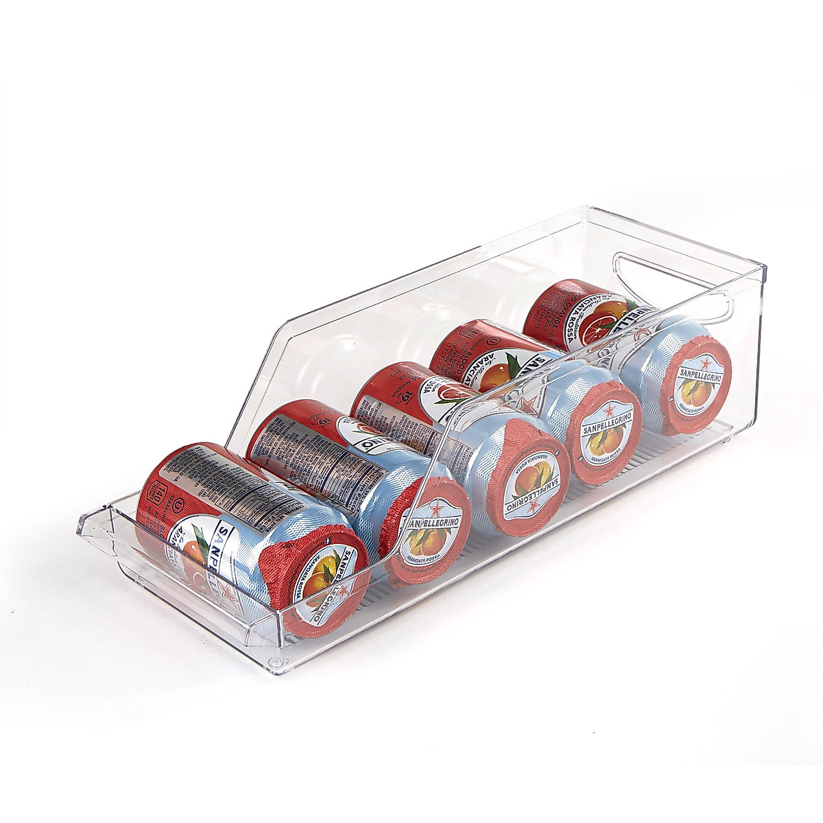 Mind Reader Pop/Soda Can Dispenser Storage Organizer Bin for Kitchen Pantry, Countertops, Cabinets, Refrigerator 2 Pack , Clear