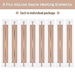 Impulse Sealer Replacement Parts, 8 Pcs Sealer Replacement Element Grip, Heat Seal Strips for 8 Inch Heat Sealer Machine, Impulse Sealer Spare Repair Parts Kits for Most Hand Sealers (2x200 mm)