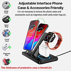 Charging Station for iPhone Multiple Devices, Foldable 3 in 1 Fast Charging Stand Dock for AirPods & iPhone 14 13 12 11 Pro X Max XS XR 8 7 Plus 6, Apple Watch Charger for Apple Watch with Adapter