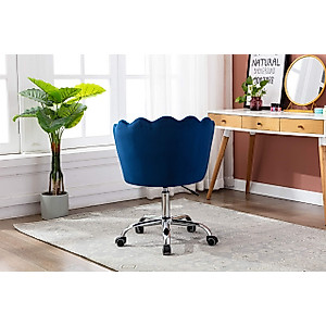 KUIKUI Modern Shell Chair for Living Room Bedroom, Blue Leisure Office Chair