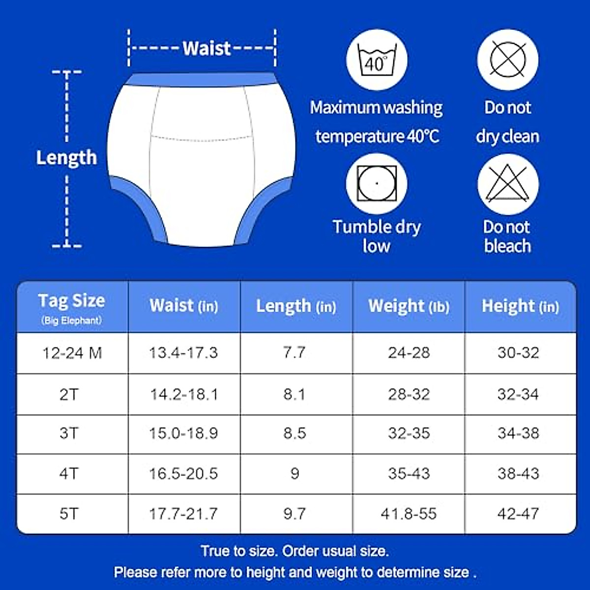 BIG ELEPHANT Baby Boys' 6 Pack Toddler Potty Training Pants 100% Cotton Waterproof Underpants, 3T
