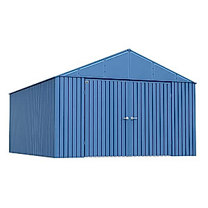 Arrow Shed Elite 12' x 16' Outdoor Lockable Gable Roof Steel Storage Shed Building, Blue Grey