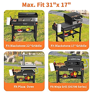 Daintyso Portable Blackstone Griddle Stand Grill Table 17"/22" Grill Cart Pizza Oven Stand Ninja Grill Stand Outdoor Universal Foldable BBQ with Wheels Double Shelf Caddy Cooking Camping Tailgating