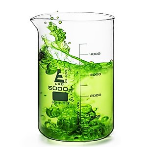 EISCO Beaker, 5000ml - Borosilicate Glass, Low Form, with Spout - 500ml Graduations