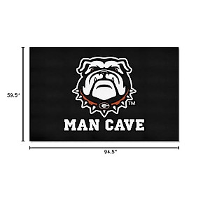 FANMATS 22878 Georgia Bulldogs Man Cave UltiMat Rug - 5ft. x 8ft. | Sports Fan Area Rug, Home Decor Rug and Tailgating Mat - Bulldog Logo, Black