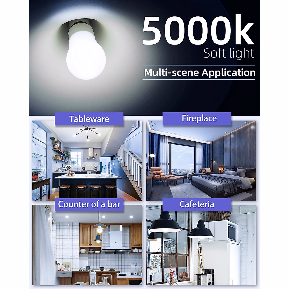 MASTERY MART A19 Light Bulbs, 100W Equivalent, 5000K Daylight White, E26 Base, 14W 1500 Lumens Led Bulbs, Non-Dimmable, Energy Star, UL Listed, Lighting for Bedroom Living Room Home Office-12 Pack