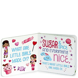 What Are Little Girls Made Of: Little Bird Greetings, Greeting Card Board Book with Personalization Flap, Gifts for Birthday, Baby Showers and More