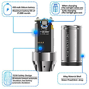 T238-Airsoft Tracer Unit, Spitfire Tactical Tracer Unit for Airsoft/NERF/Gel Blaster, 14mm Counterclockwise Threaded Adapter, 19mm to 16mm Adapter and Allen Key (Fluorescent, Silver)