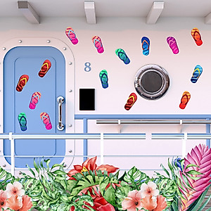 Fabbay 14 Pcs Flip Flop Cruise Door Magnets Cruise Door Magnets Hawaii Sea Car Magnet Stickers Beach Cruise Door Decorations Magnetic Refrigerator Magnets with 2 Paint Pens for Summer Cabin Carnival