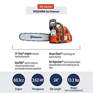 Husqvarna 24 Inch 460 Rancher Gas Chainsaw