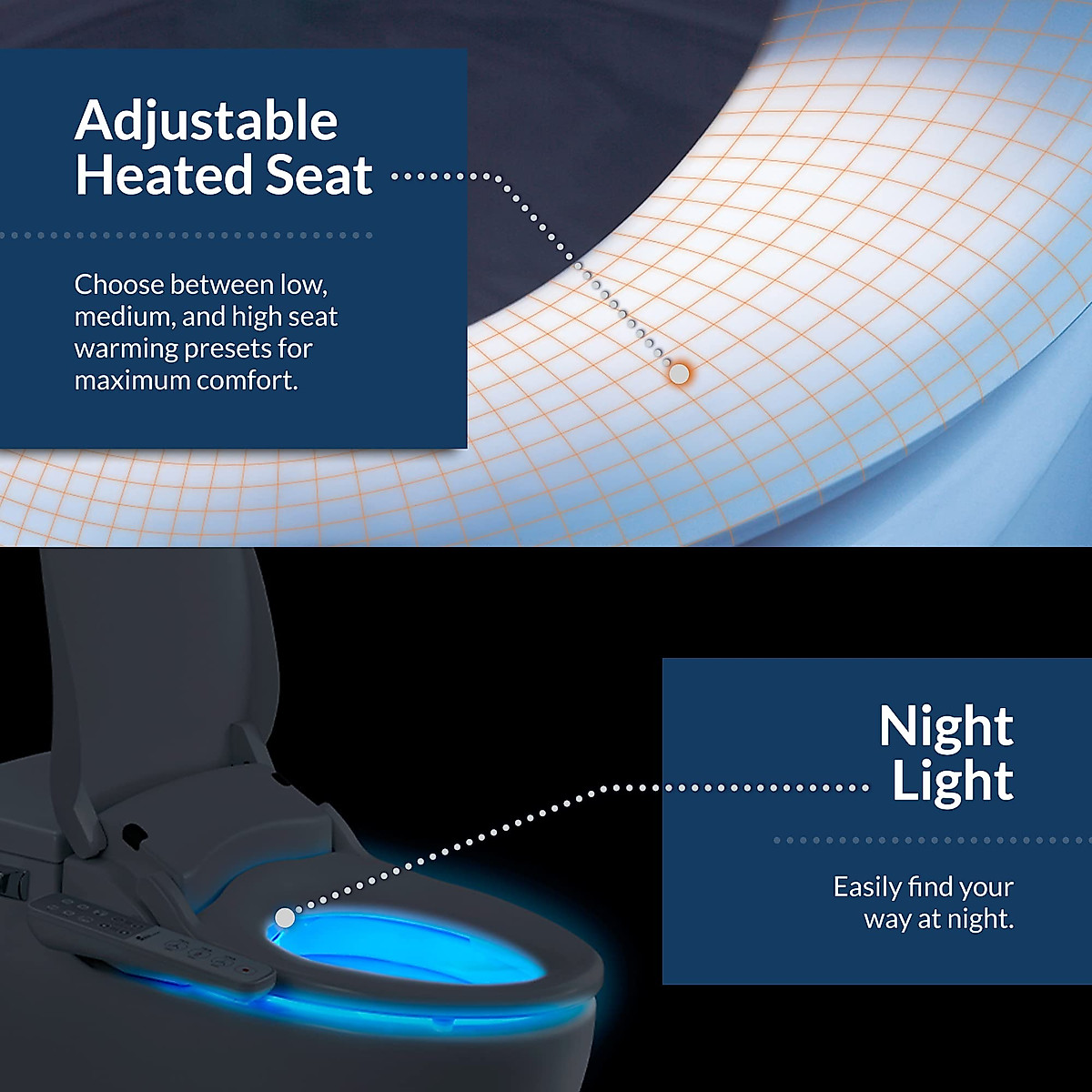 Bio Bidet Slim One Electric Bidet Toilet Seat Round, Warm Water and Heated Seat, Night Light, Remote Control, White