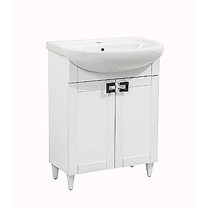 Sample of Cabinet Finish | Modern Free Standing Bathroom Vanity with Washbasin | Woodmix White Matte Collection | Non-Toxic Fire-Resistant MDF-No Mirror Included