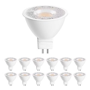 12 Pack MR16 GU5.3 LED Bulb 50W Halogen Equivalent, 5W 3000K Soft White, 450 Lumens, 38 Degree Spot Lighting for Indoor/Outdoor Flood Track Recessed Lighting Not Dimmable AC/DC 12V 24V