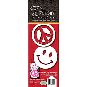 Designer Stencils Peace & Happiness Cookie Set Stencils, Beige/semi-transparent