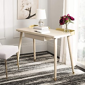Safavieh Home Office Parker Modern White Washed and Gold 1-drawer Desk