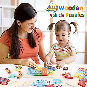 Toddler Puzzles,Wooden Puzzle for Toddlers, 3 Sets of Animals Puzzles Dinosaur Crocodile Worm,Colorful Wood Numbered Puzzles Baby Infant Kid Preschool Learning Educational Toys