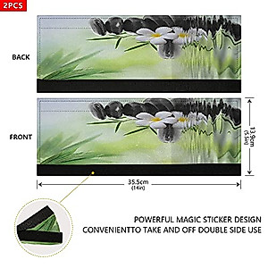 Boccsty Spa Zen Basalt Stones Refrigerator Door Handle Covers 2 Pcs Green Bamboo Plant Kitchen Appliance Decor Handles Fridge Protector Gloves Ovens Door Cloth for Stove Dishwasher Microwave